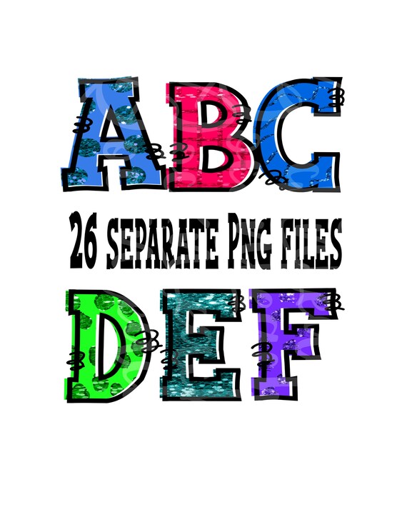 Colorful Bright Alphabet Clipart Glitter Letters Clipart - Etsy