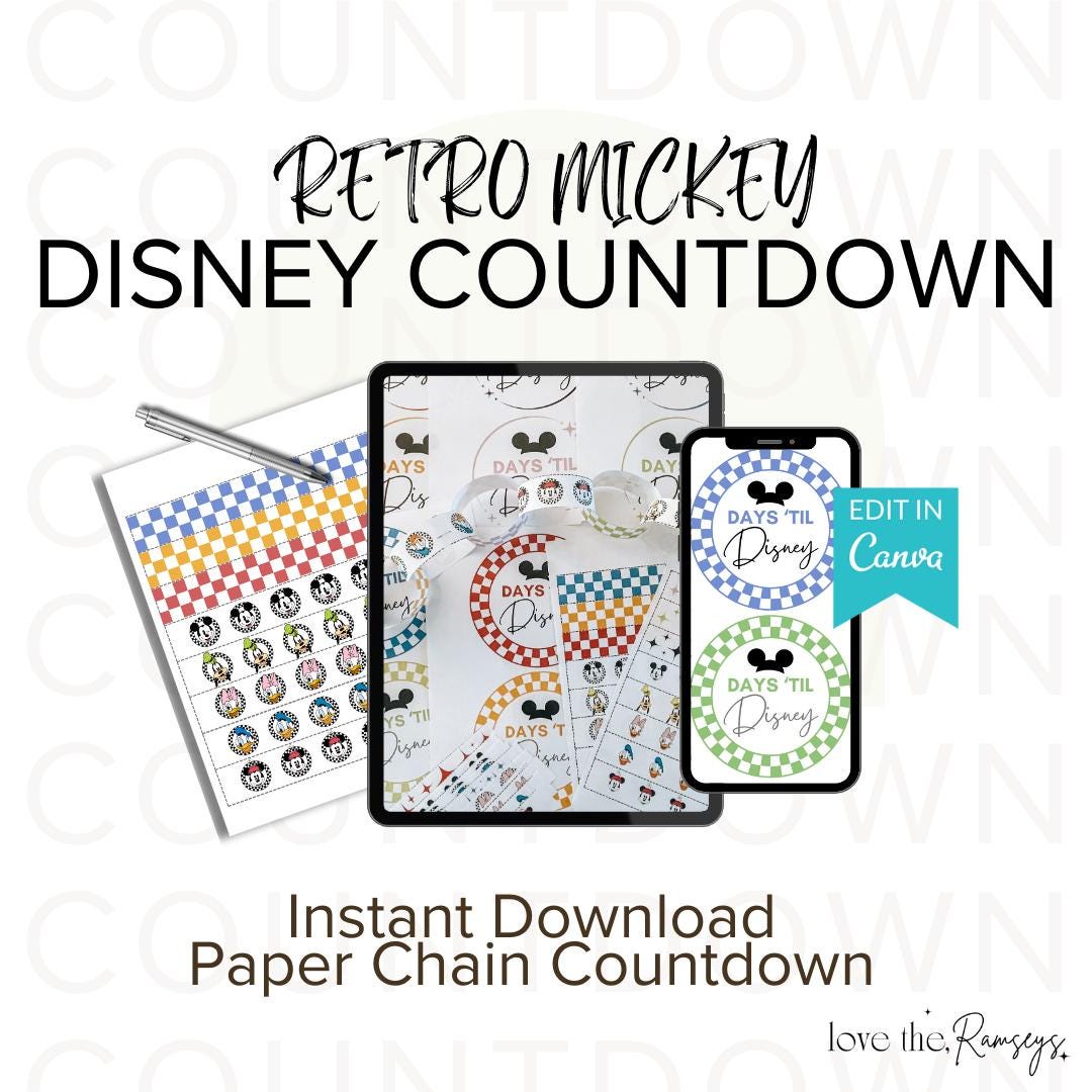 Disney World Countdown Chain, WDW Vacation Tracker, Paper Chain ...