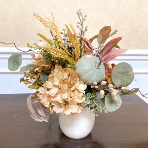 Elegant One of a Kind Fall Hydrangeas and Dahlia Arrangement , Soft Color Autumn Floral ...