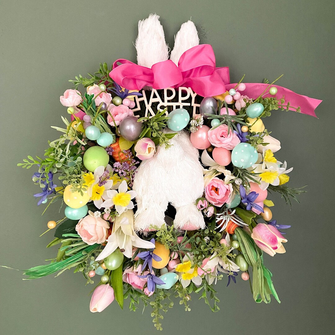 Easter Bunny Door Wreath , Easter Bunny Butt Garden Wreath , Easter ...