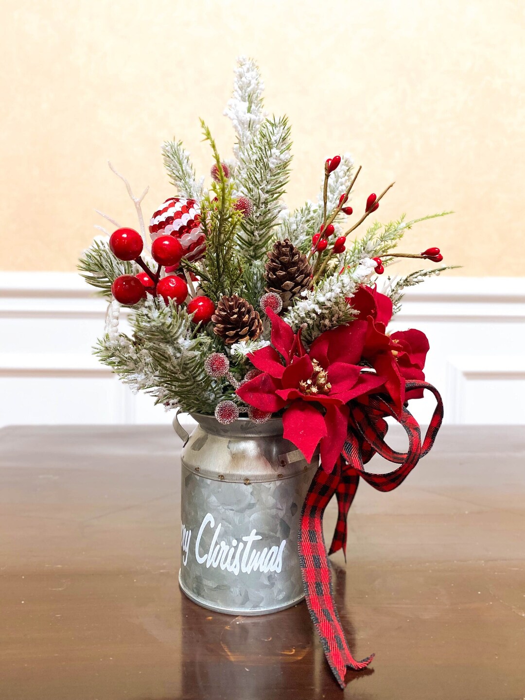 Rustic Country Christmas Small Floral Arrangement in a - Etsy