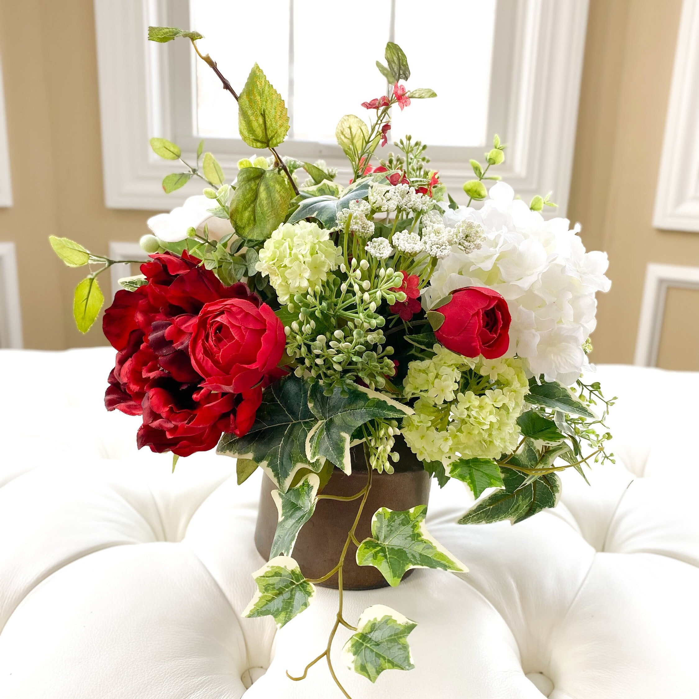Exquisite Red and White Flower Centerpiece Artificial Flower - Etsy