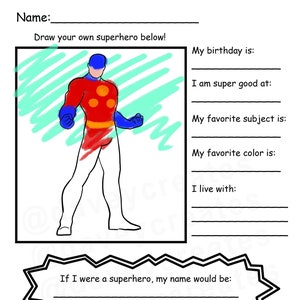 Back to School Superhero Get to Know You Coloring Worksheet, Student ...