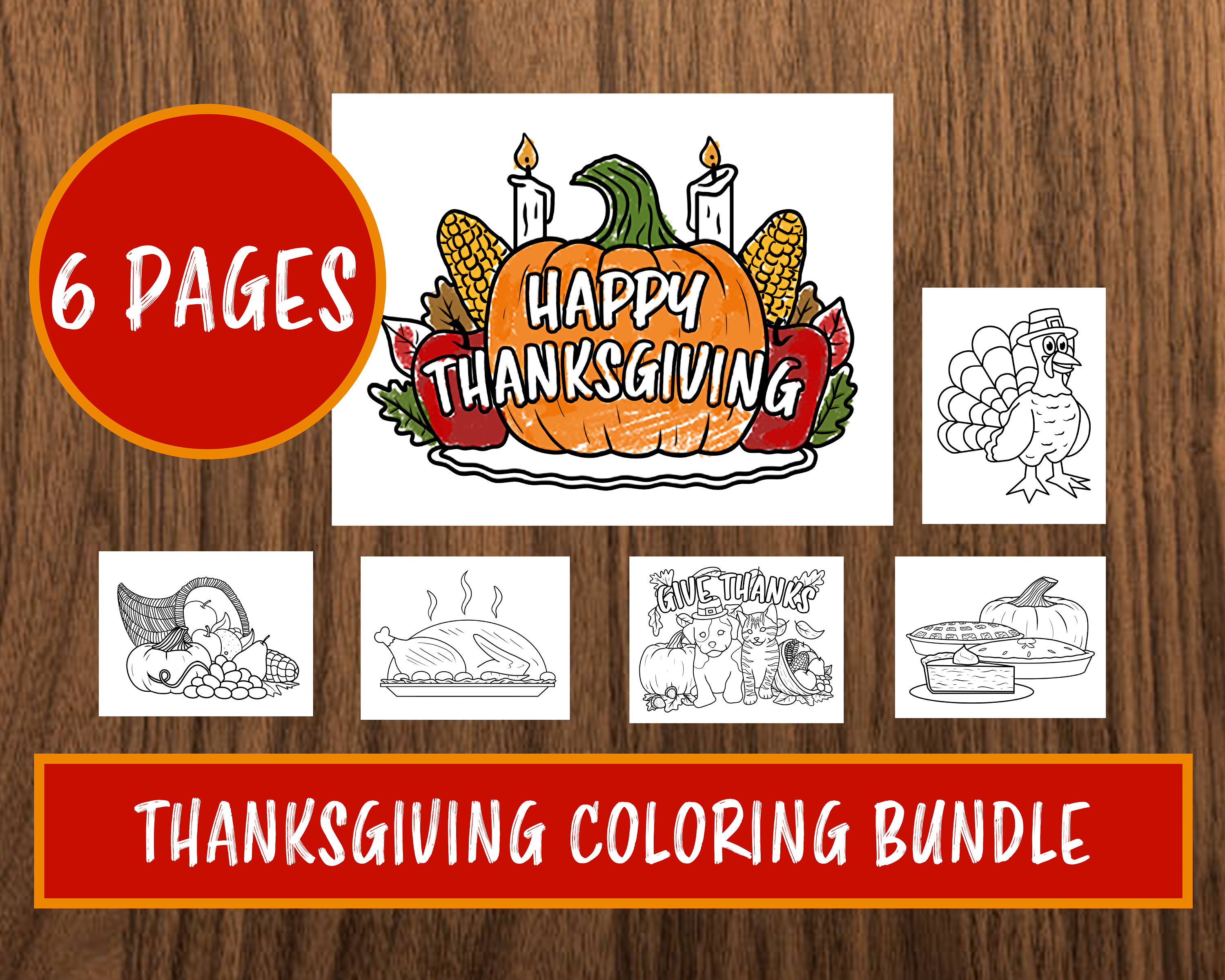 Printable Thanksgiving Activity Bundle Download, Coloring Pages, Word ...