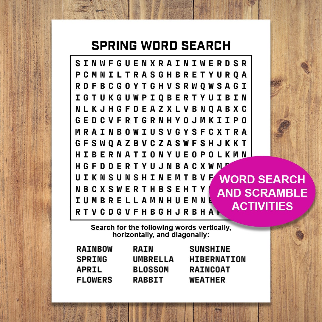 Printable Spring Activity Bundle Download, Coloring Pages, Word Search ...