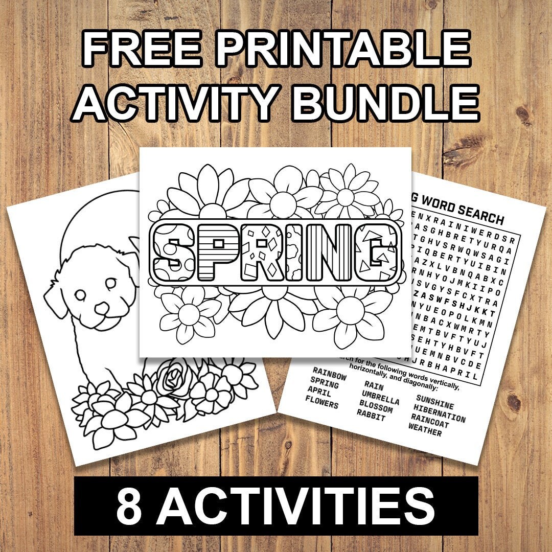 Printable Spring Activity Bundle Download, Coloring Pages, Word Search ...