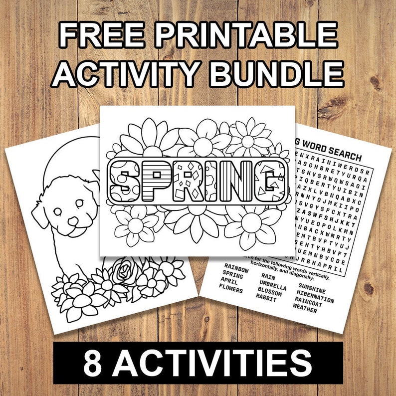 Printable Spring Activity Bundle Download, Coloring Pages, Word Search ...