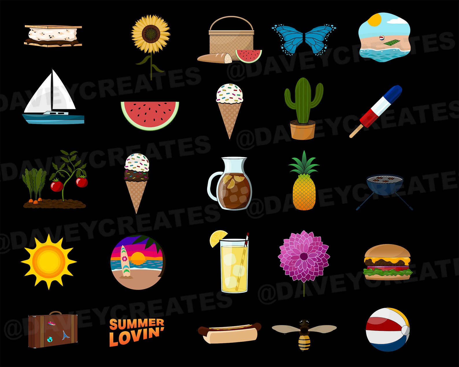 Summer Clipart Bundle, Cactus Clipart, Bee SVG, Garden Clipart ...