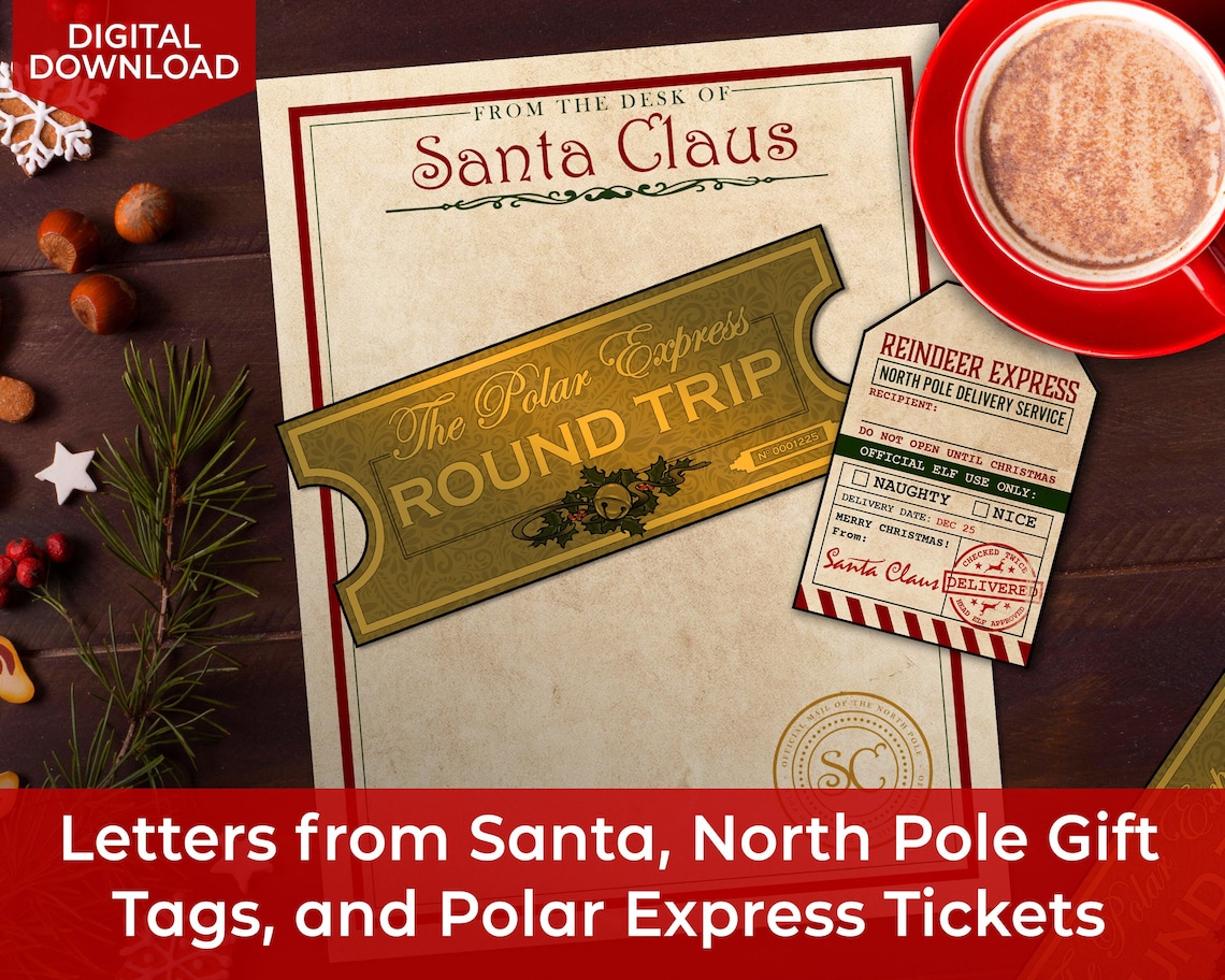 Printable North Pole Stationary Bundle: Polar Express Tickets, Letters ...