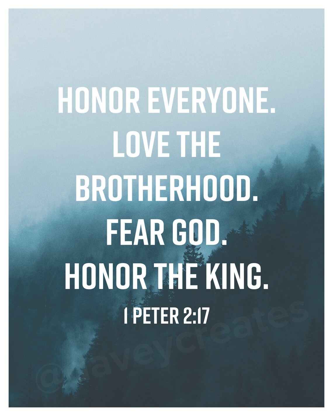 Printable Bible Verse Wall Art 1 Peter 2:17 Honor Everyone - Etsy