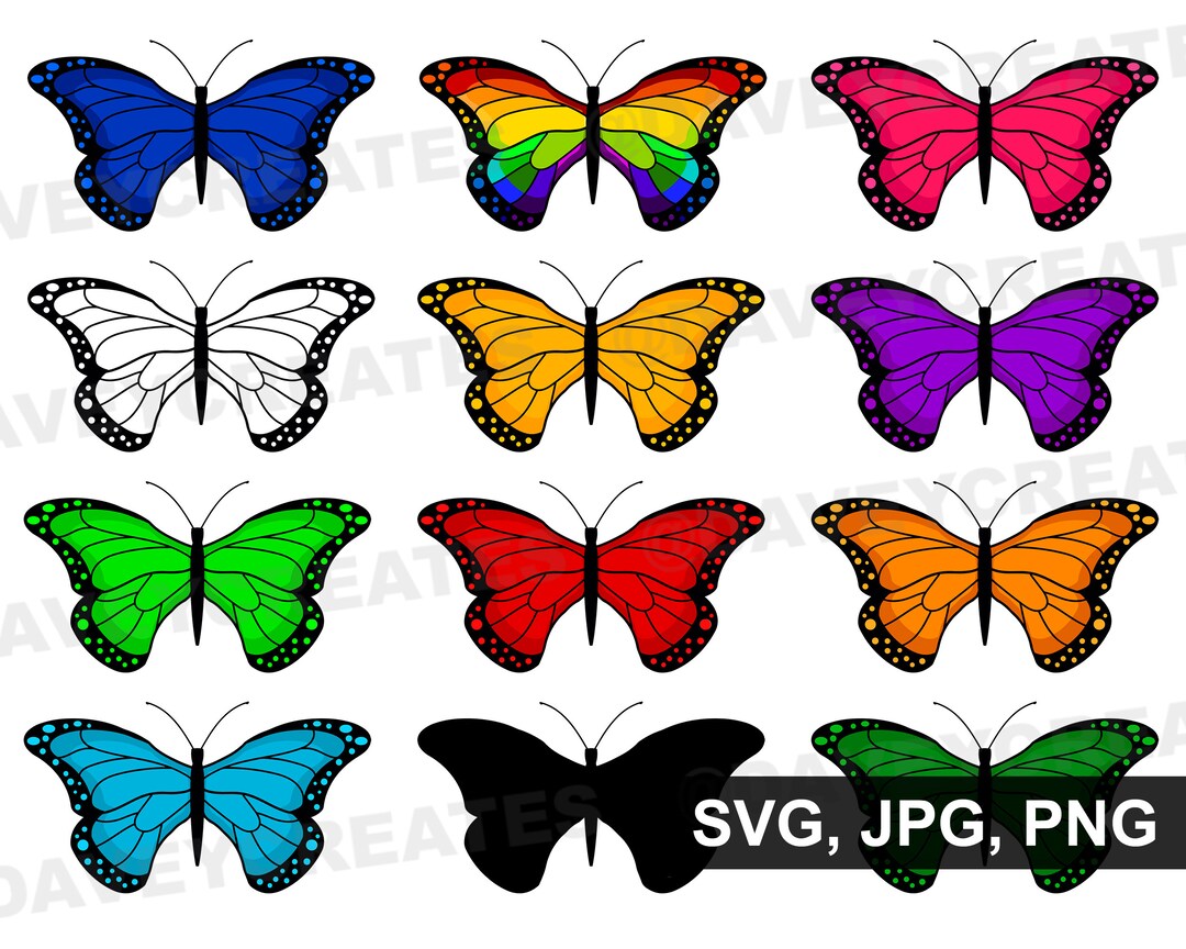 Butterfly SVG, Butterfly Clipart, Rainbow Butterflies, Colorful ...