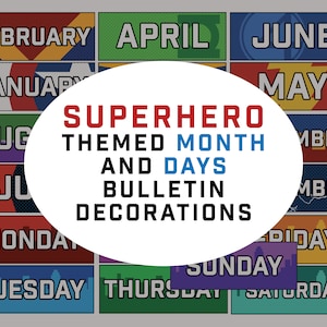 Superhero Calendar Month and Days PRINTABLE Classroom Bulletin ...