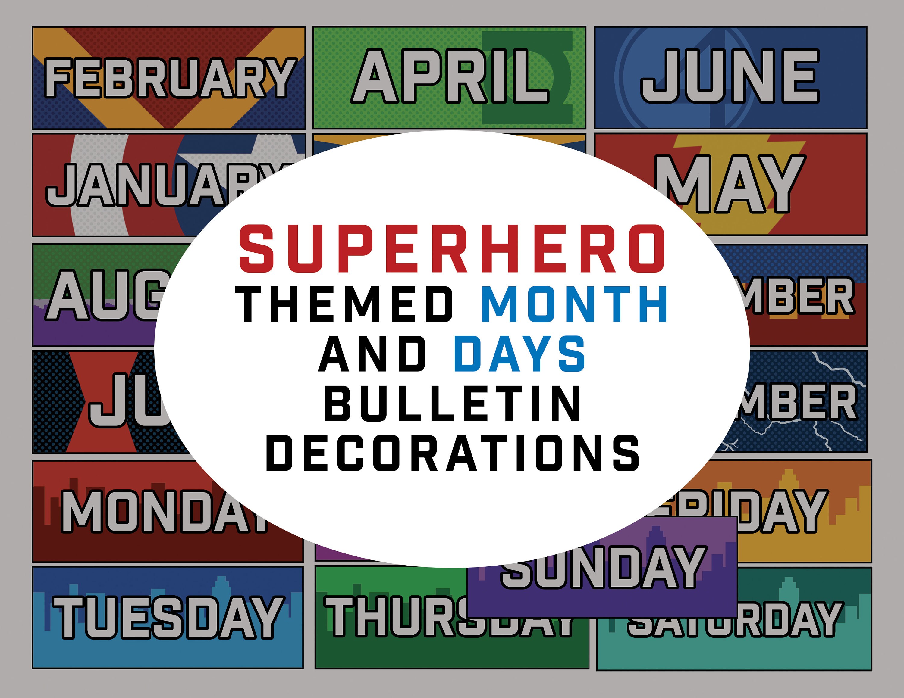 Superhero Calendar Month and Days PRINTABLE Classroom Bulletin ...