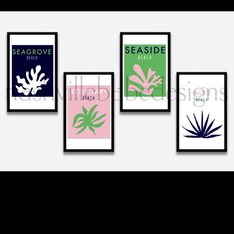 CUSTOM 30A Beaches Destination Wall Art, Preppy Dorm Decor, Bondi Beach ...