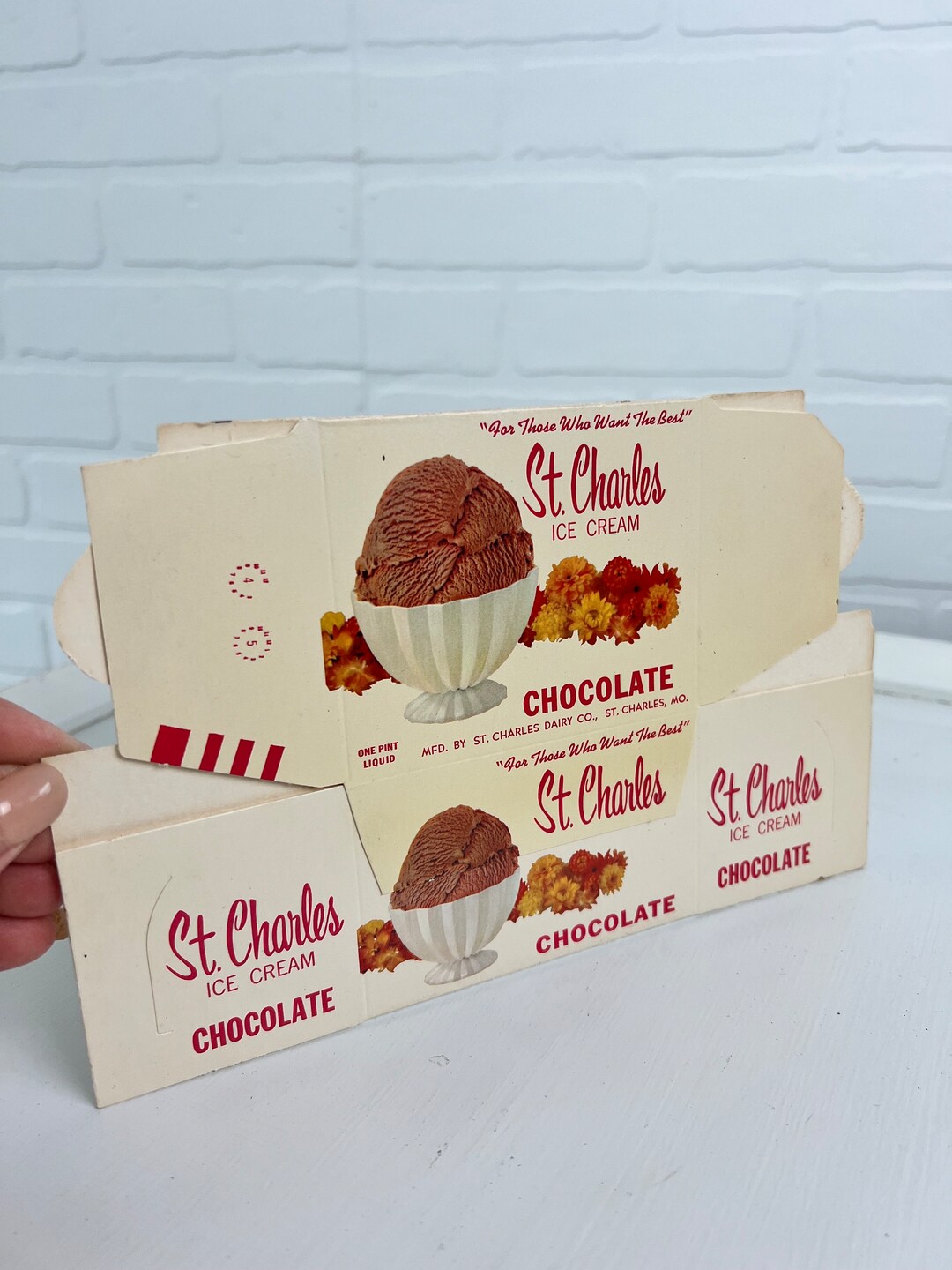 Vintage Ice Cream Container, Box | Pint Unused Ice Cream Box, Vintage ...
