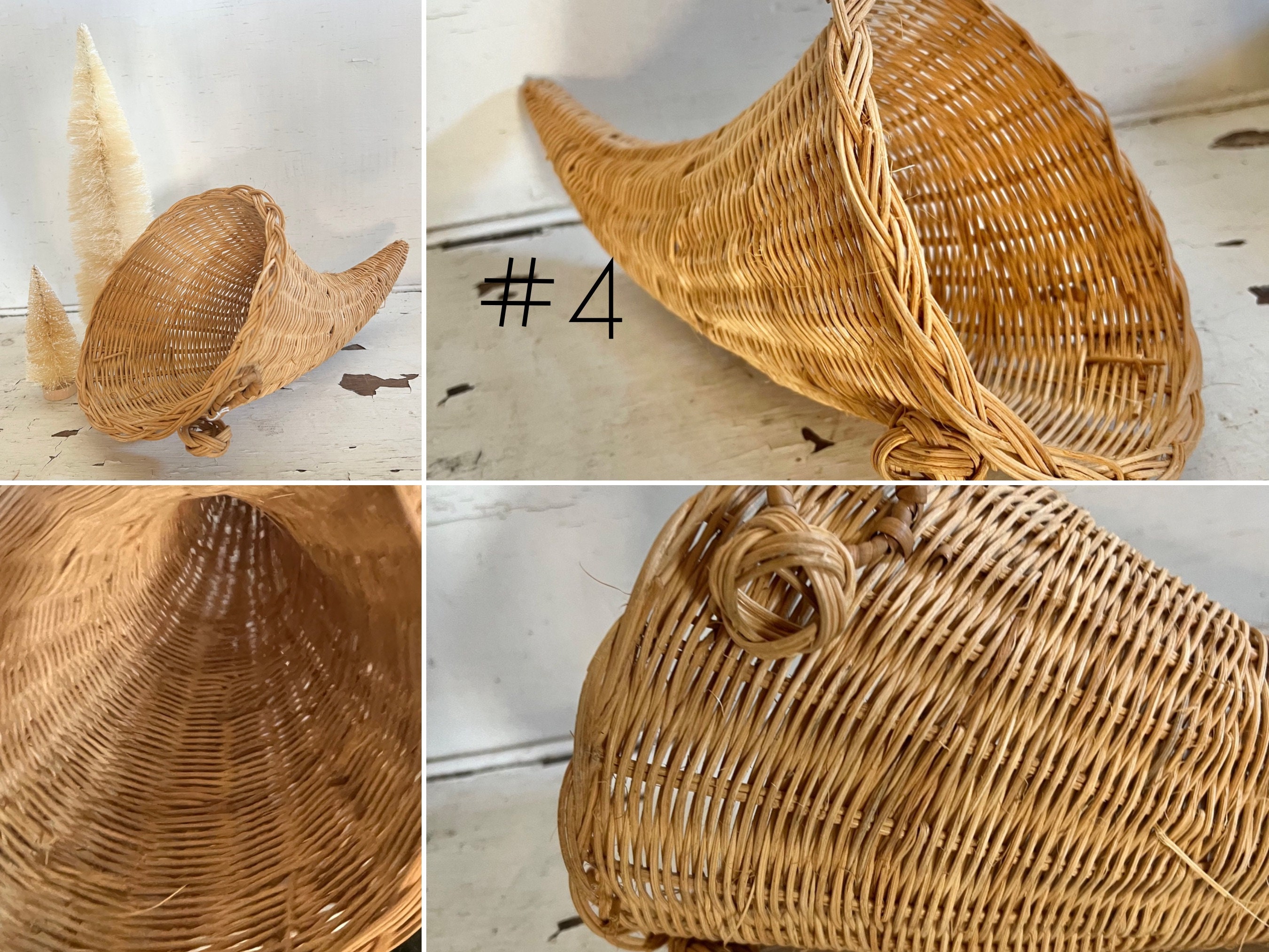 Vintage Woven Wicker Cornucopia Horn multiple Options Fall Decor ...