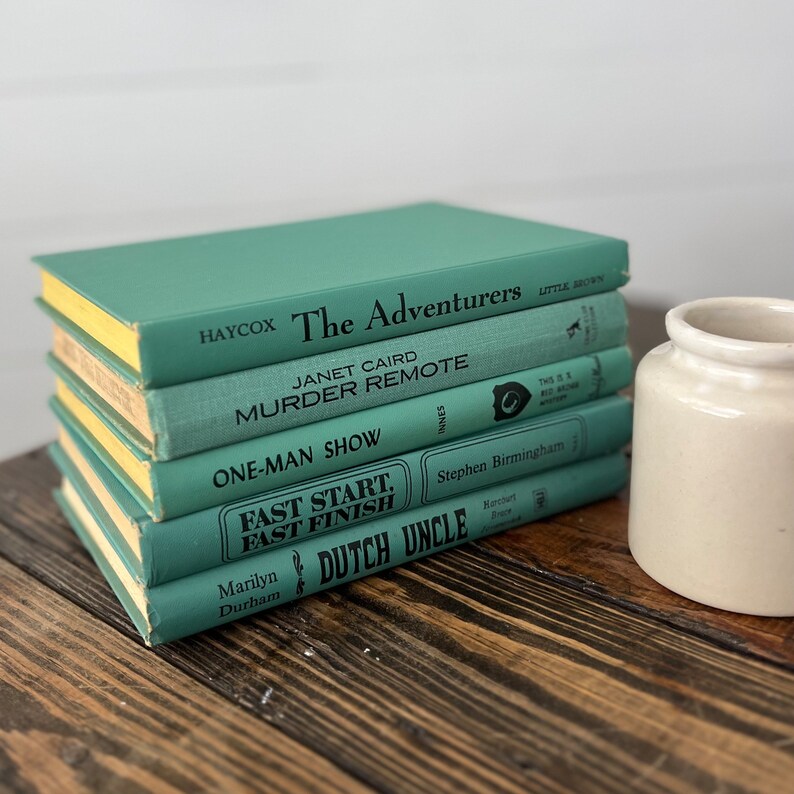 VINTAGE BOOK STACK Vintage Teal Aqua Mint Green Books for - Etsy