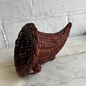 Vintage Woven Wicker Cornucopia Horn: Fall Vase Filler, 11" Long - Etsy