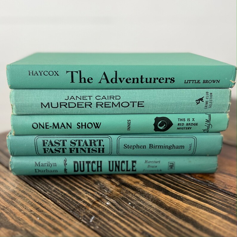 VINTAGE BOOK STACK Vintage Teal Aqua Mint Green Books for - Etsy