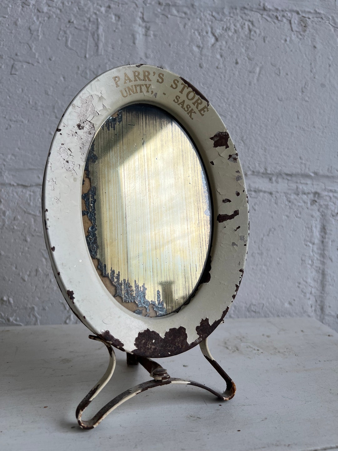 Antique Oval Mirror With Easel, Stand, Writing, Parr's Store, Unity ...