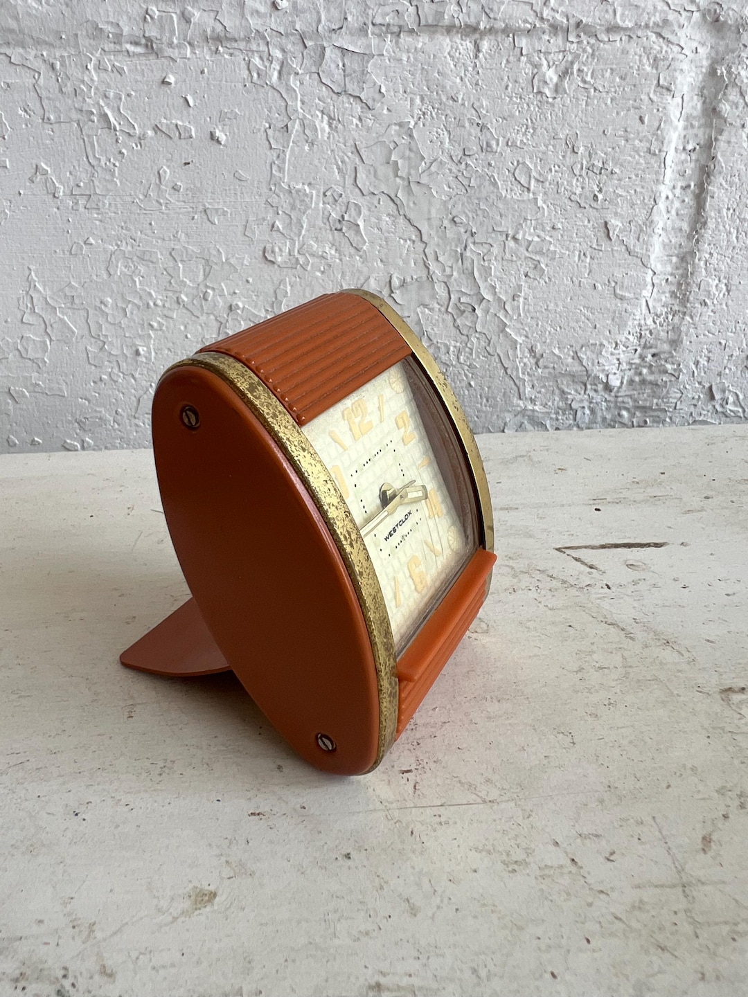 Vintage Mid-century Westclox Gold & Brown Orange Travel Alarm Clock - Etsy
