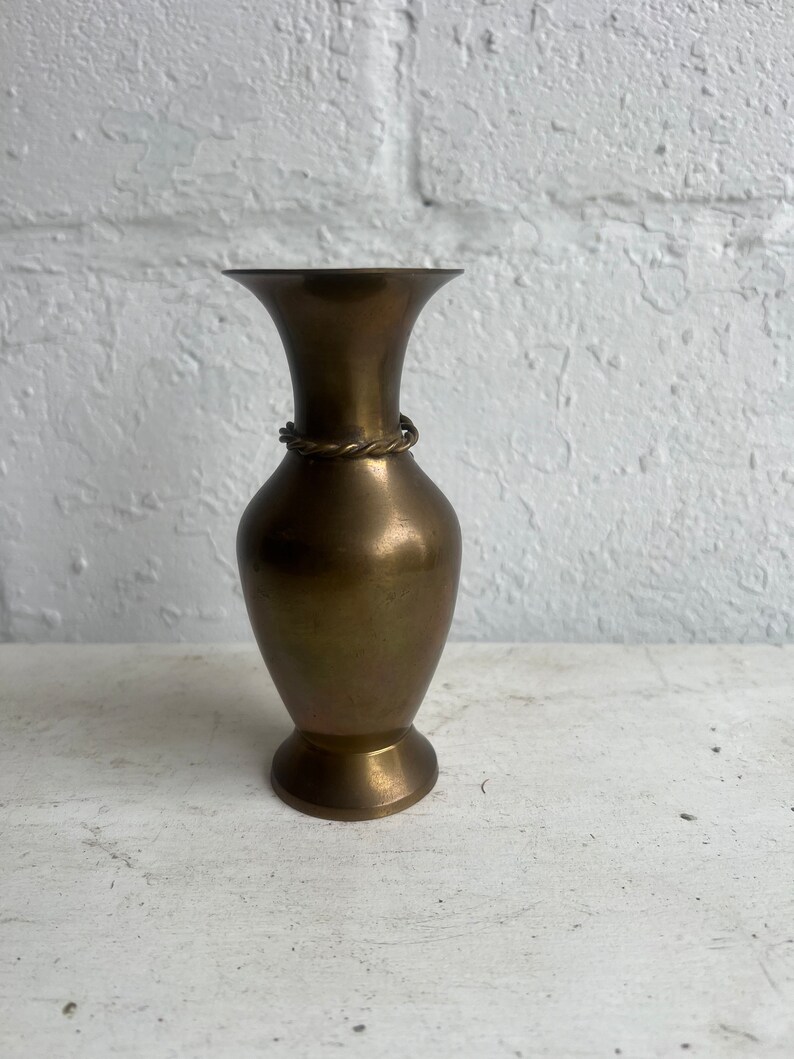 Vintage Brass Bud Vase, Simple Fluted Design With Braided Rope Detail 5 ...