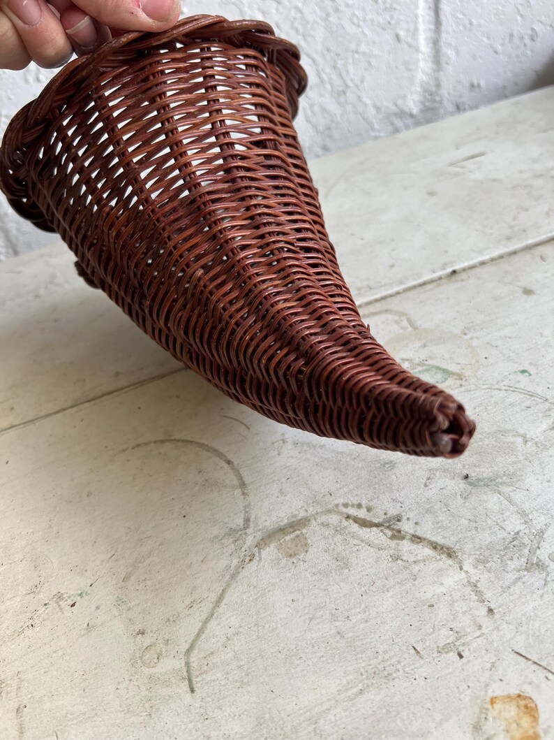 Vintage Woven Wicker Cornucopia Horn: Fall Vase Filler, 11" Long - Etsy
