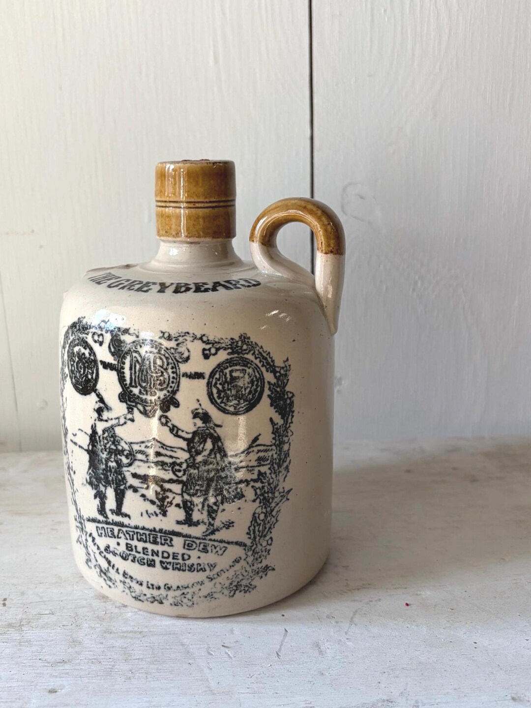 Vintage 7" Greybeard Stoneware Crock | Vintage Whiskey Jar, Glasgow ...
