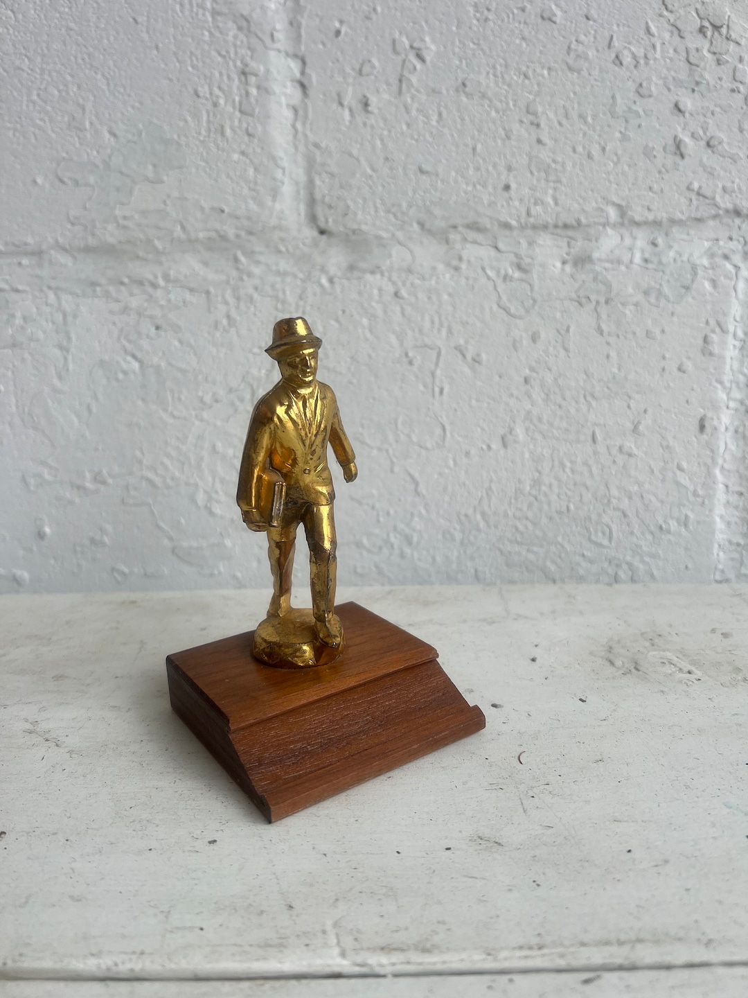 Vintage Gold Salesman Statue, Vintage Office Decor, No Name Plate, 1969 ...