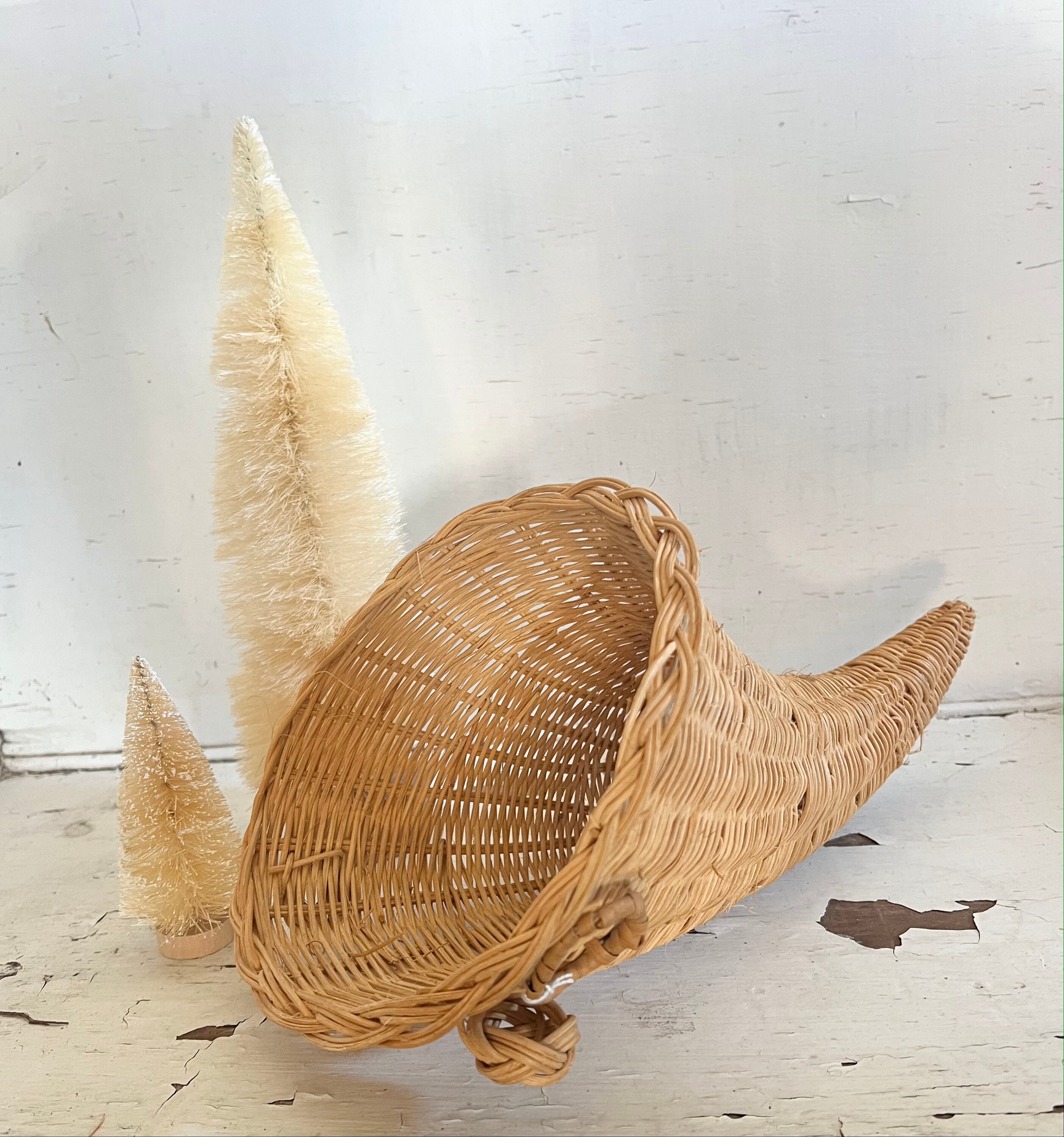 Vintage Woven Wicker Cornucopia Horn multiple Options Fall Decor ...
