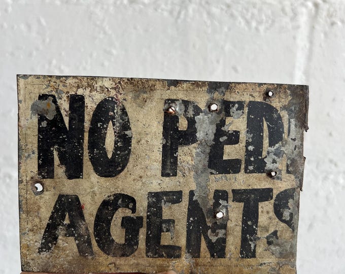 Vintage "no PED Agents" Metal Wall Sign, 5.5x3.75" Partial Sign, No ...