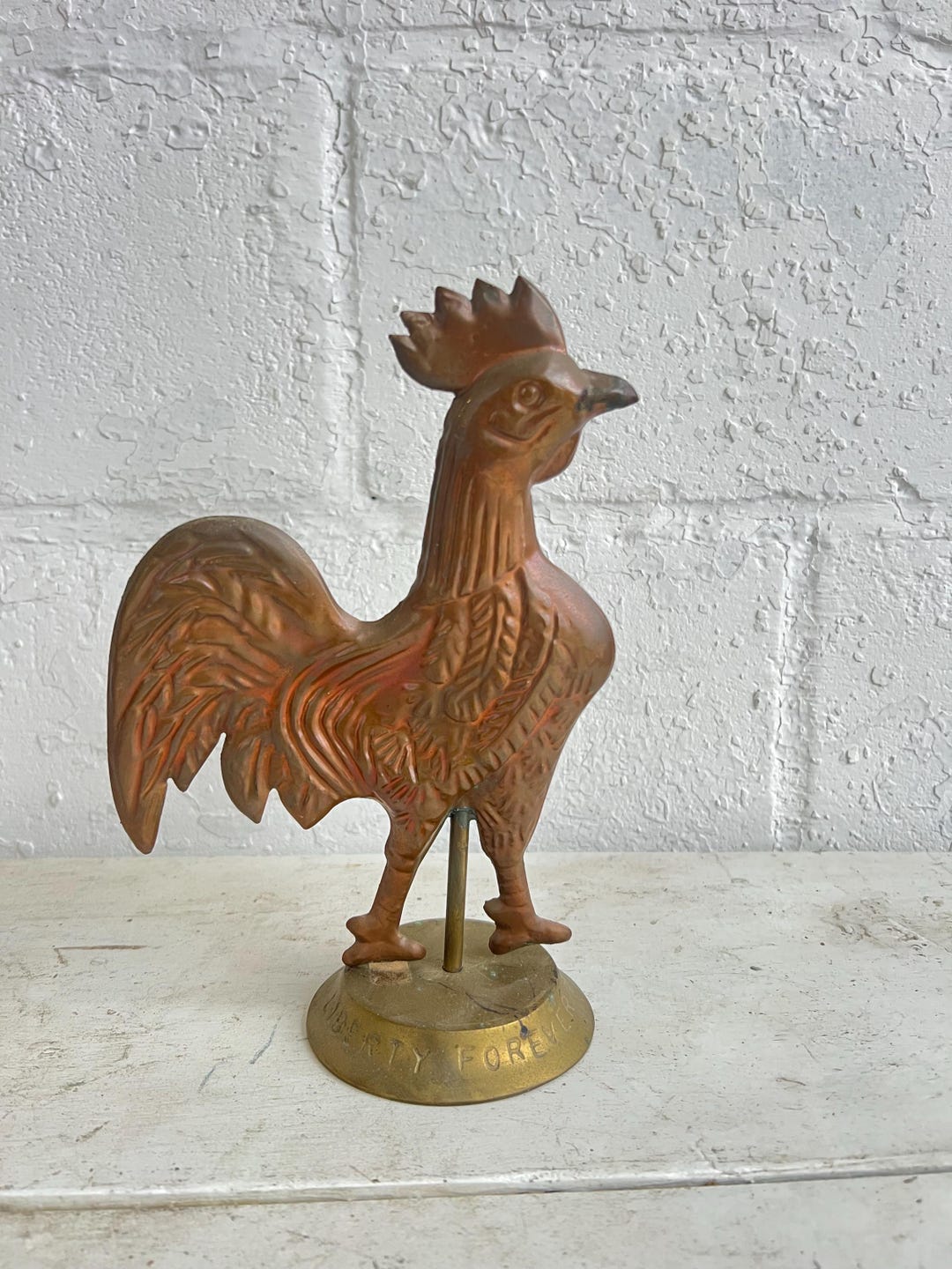 Vintage Copper Rooster With Brass Base, 9.5" Copper Rooster, Vintage ...