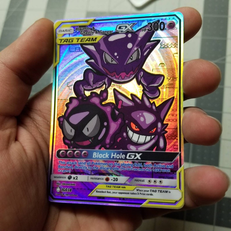 Haunter Ghastly & Gengar Tag Team GX Full Art Rainbow Holo | Etsy