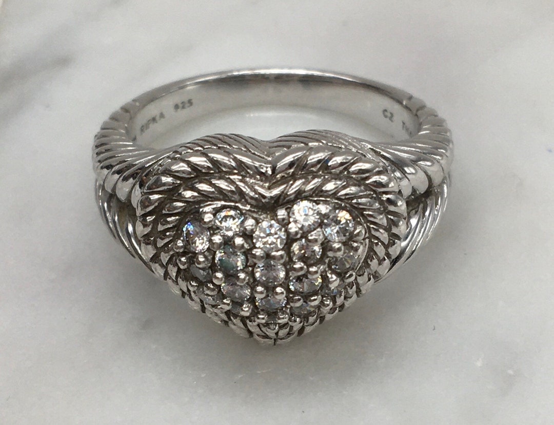 Judith Ripka Sterling Heart CZ Ring - Etsy