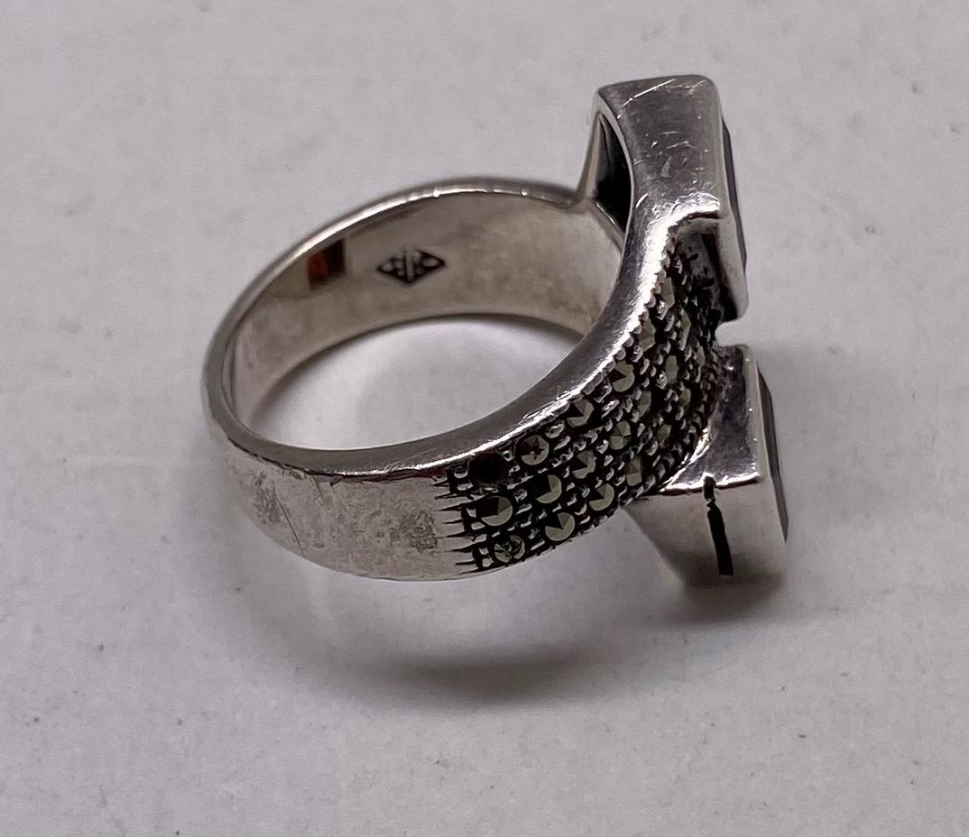 Vintage Art Deco Judith Jack Ring Sterling Silver Marcasite & Garnet ...