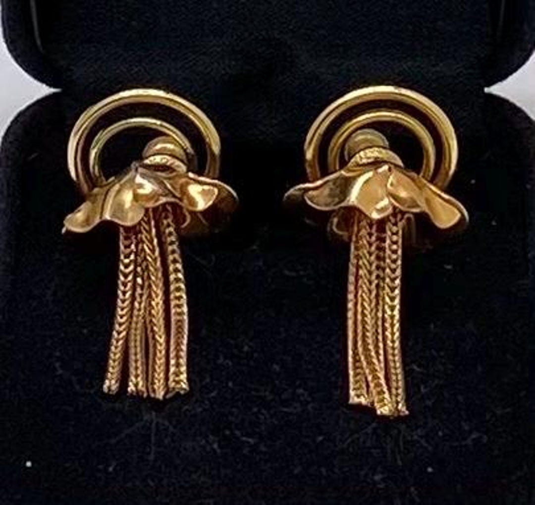 Vintage Art Deco 12k Gold Filled Flower Screw Clip Dangle Earrings - Etsy