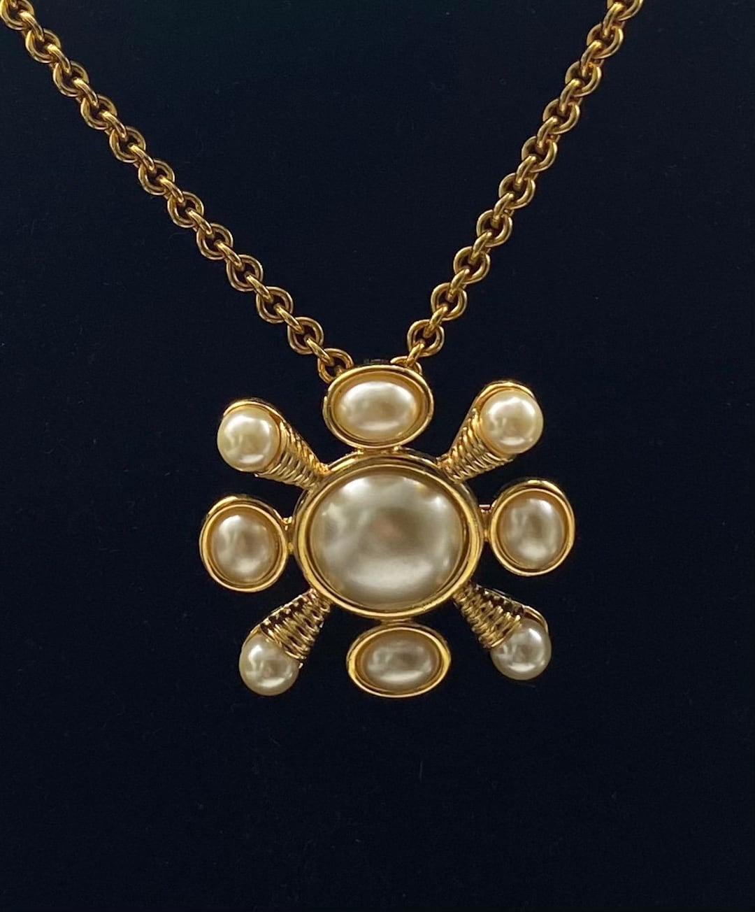 Vintage Chunky Gold Tone KJL Kenneth Jay Lane Faux Pearl Brooch Pendant Necklace - Etsy
