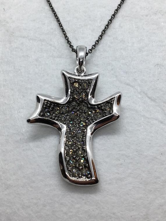 Vintage rhinestone cross pendant - Gem