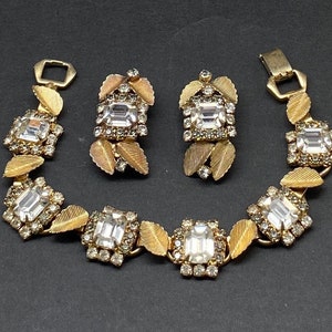 Vintage Hobe Jewelry Set Gold Tone With Crystal Rhinestone - Etsy