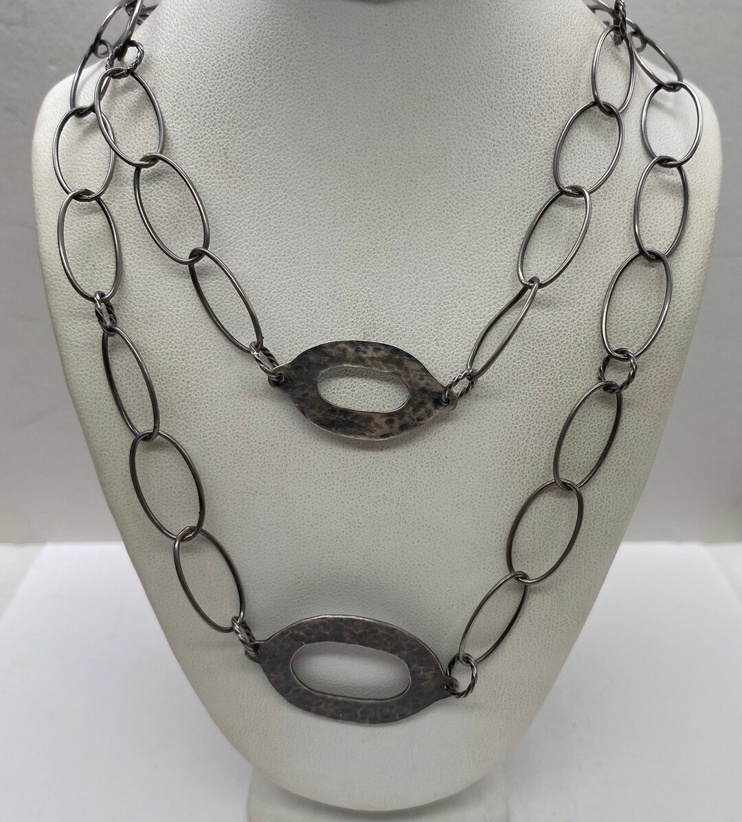 Silpada Sterling Silver Long Link Chain 35" Circle Oval Oxidized ...