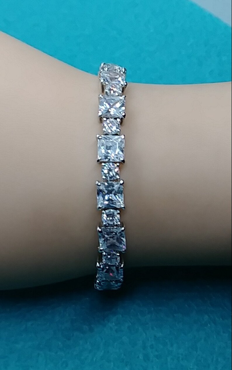 925 Sterling Silver Sparkling Princess Cut & Round Solitaire | Etsy