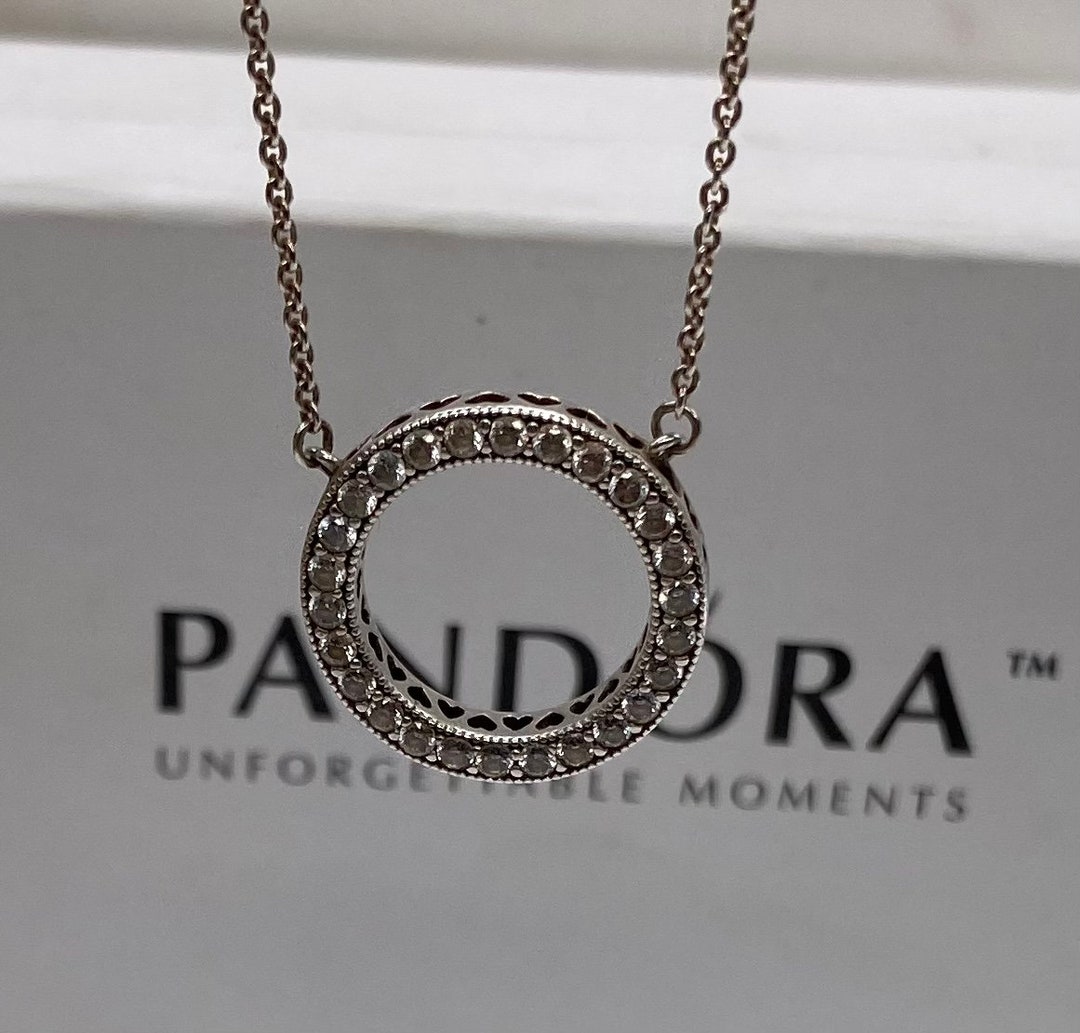 Pandora Sterling Silver Circle of Sparkle Necklace - Etsy