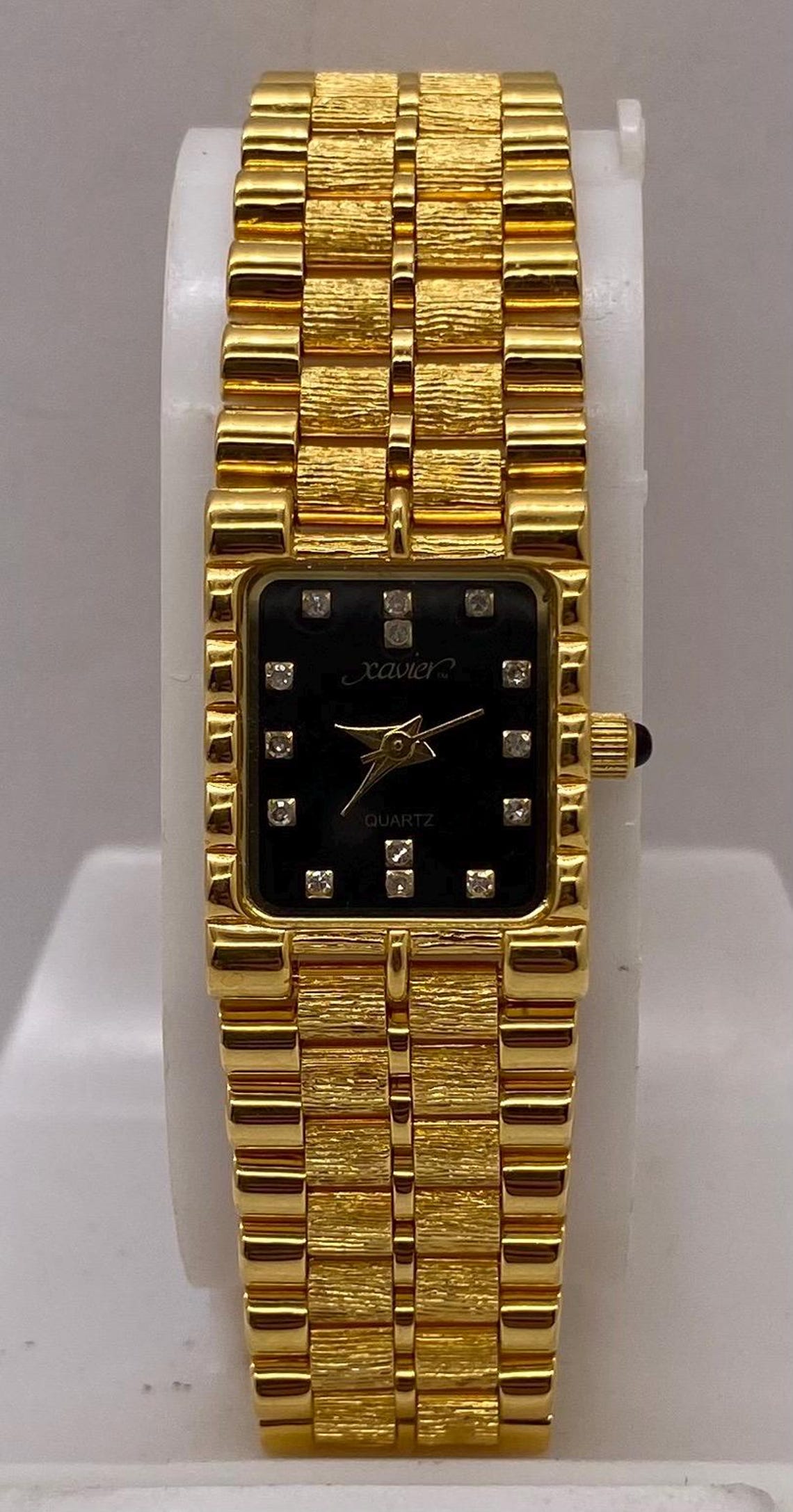 Xavier Gold Plated Watch Black Dial & Diamond Women’s Classic Watch - Etsy