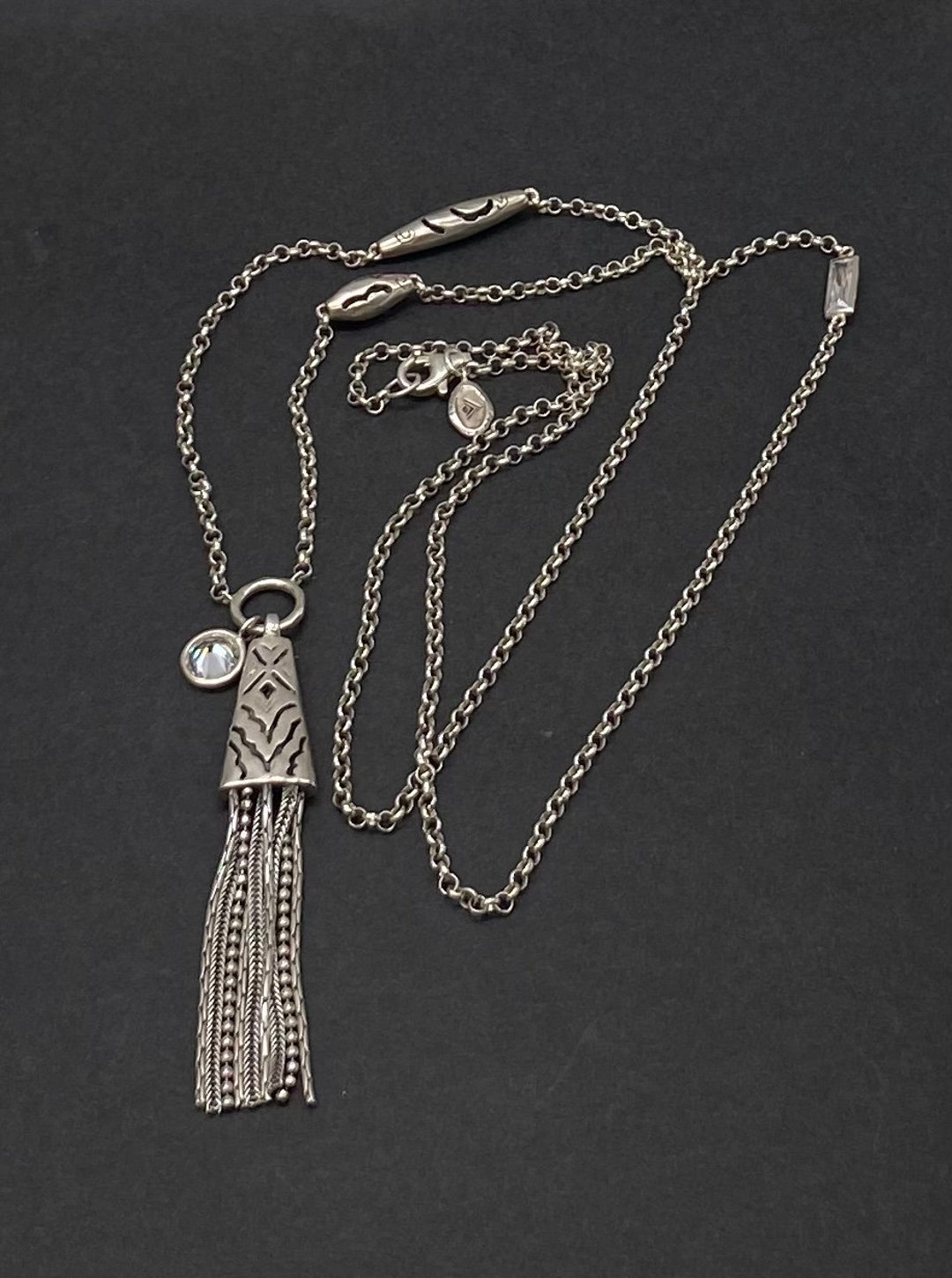 Retired Silpada Sterling Silver Taos Tassel Necklace With CZ Stone - Etsy