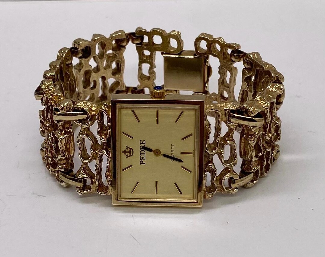 Vintage Pedre Art Deco Gold Plated Nugget Bracelet Watch - Etsy