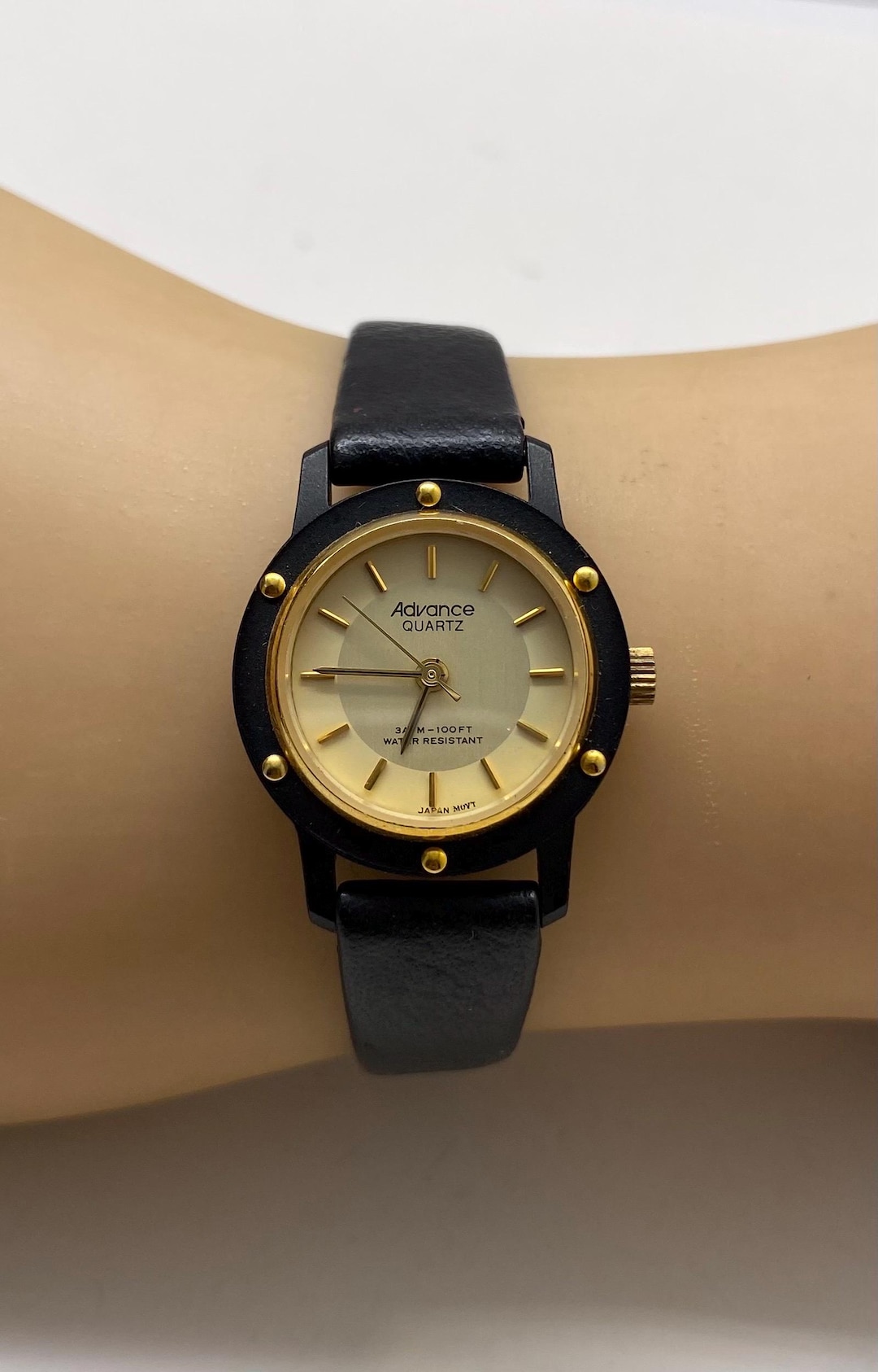 Vintage Classic Advance Black & Gold Women’s Watch - Etsy