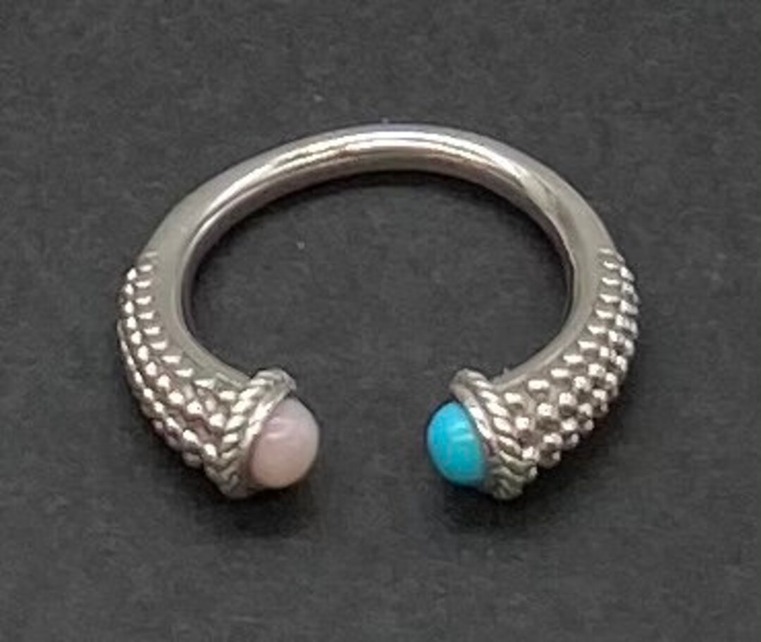 UTC Signed 925 Sterling Silver Turquoise Coral Ring Size 7.75 - Etsy