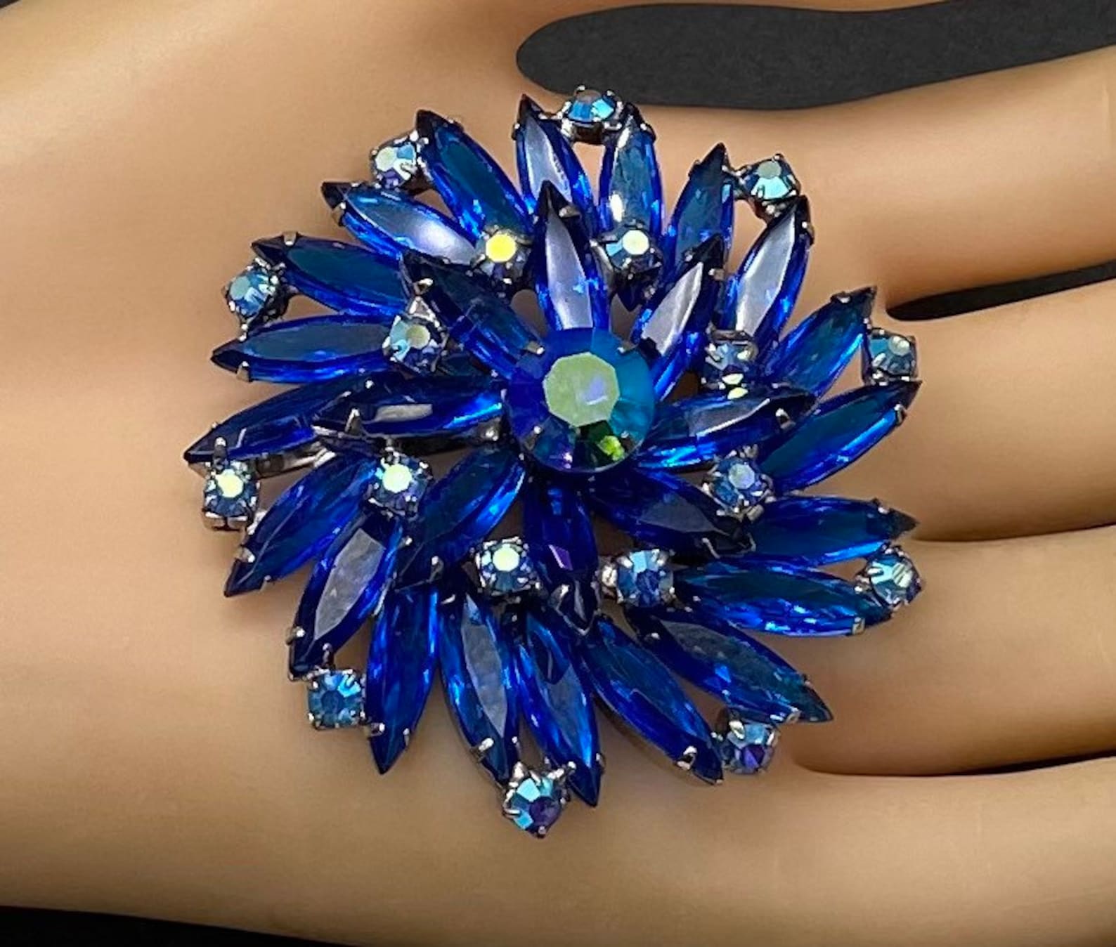 Vintage Juliana Deep Blue Crystal Rhinestone Starburst Large - Etsy