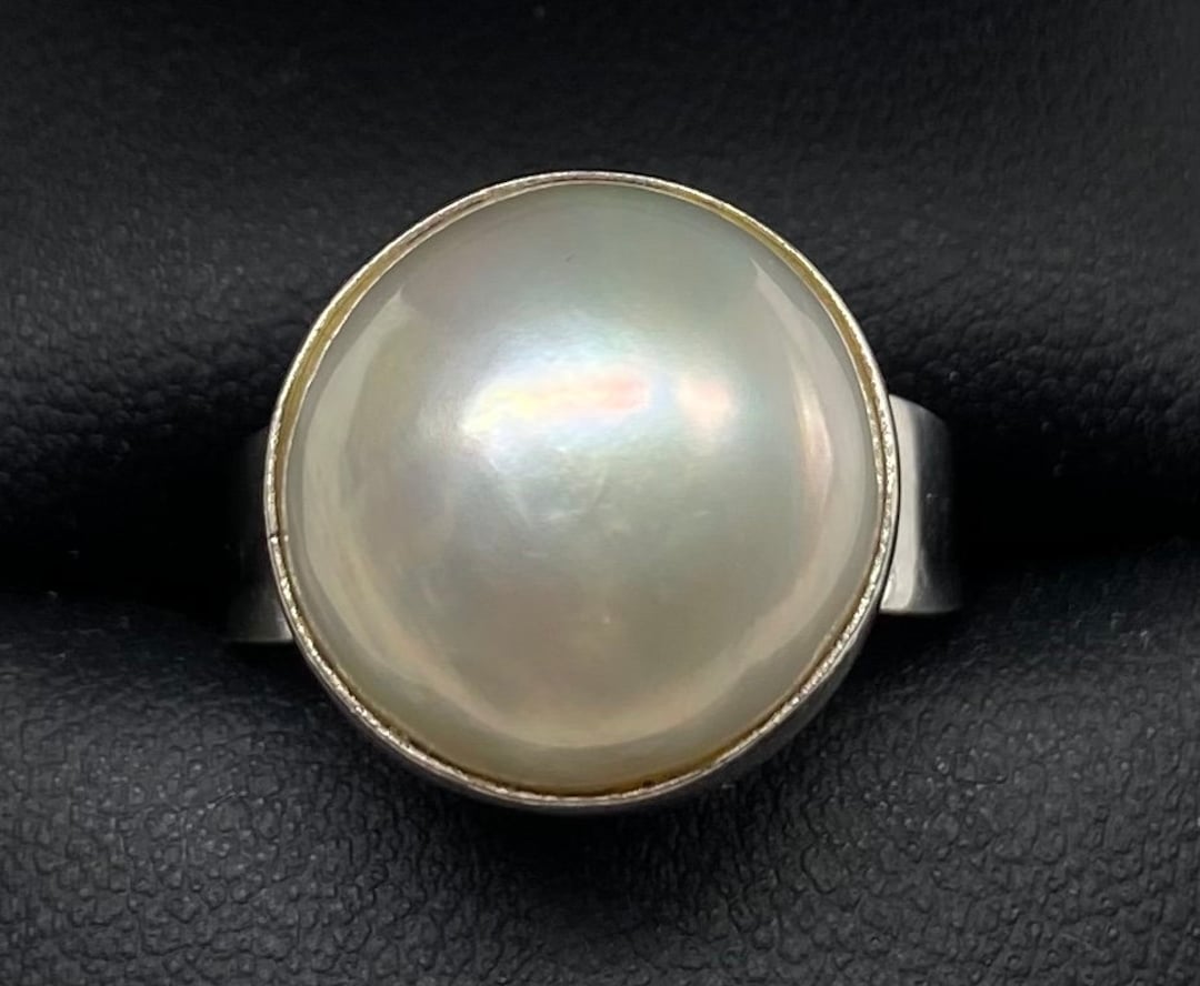 Vintage Sterling Silver Mabe Pearl Ring Size 8.25 - Etsy