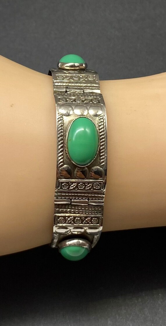 Vintage Art Deco Mechoen Mexico Sterling Green Turquo… - Gem